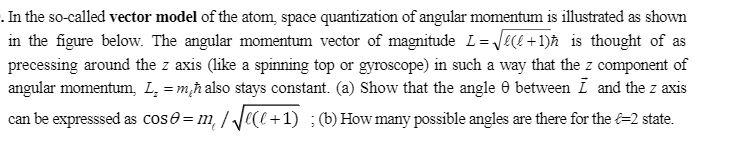 Solved . In the so-called vector model of the atom, space | Chegg.com