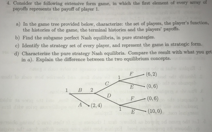 Solved 4. Consider the following extensive form game, in | Chegg.com