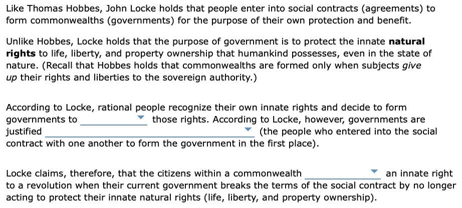 Solved John Locke - State of Nature - Natural Rights Like | Chegg.com