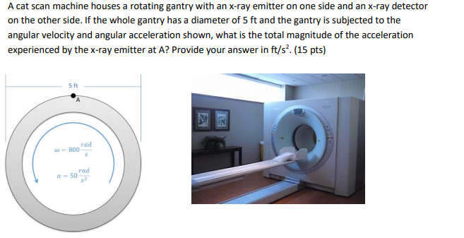 Solved A cat scan machine houses a rotating gantry with an | Chegg.com