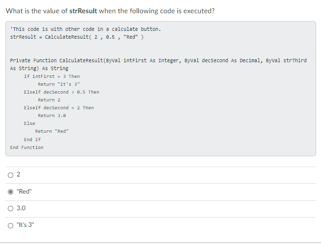 Solved What is the value of strResult when the following | Chegg.com