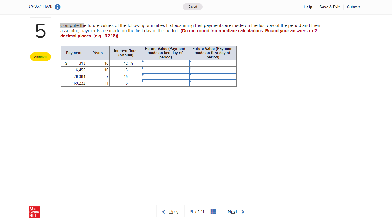 Solved Ch2&3HWK Saved Help Save & Exit Submit Submit 5 | Chegg.com