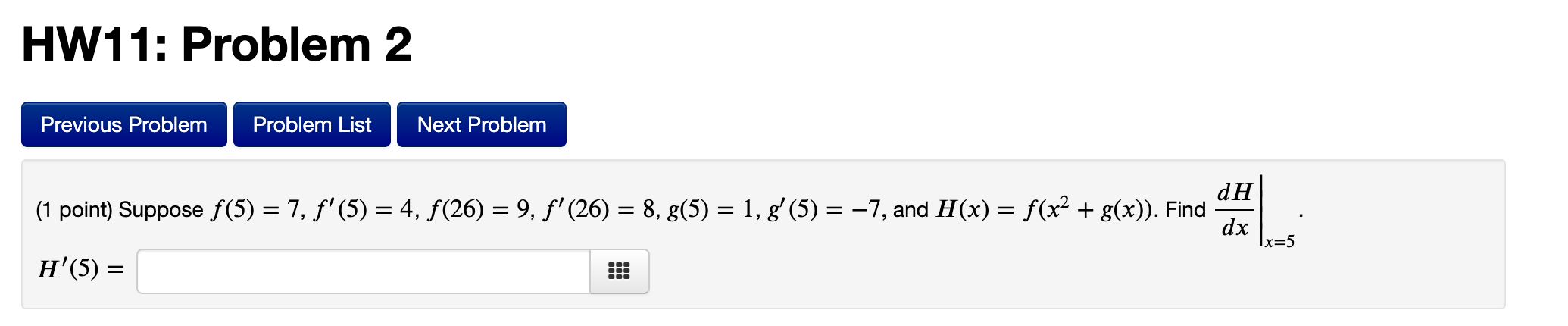 Solved HW11: Problem 1 Previous Problem Problem List Next | Chegg.com