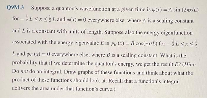 Solved Q9m 3 Suppose A Quantons Wavefunction At A Given