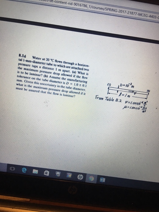 Solved Water at 20 degree C flows through a horizontal | Chegg.com