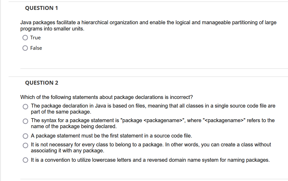 Solved Java packages facilitate a hierarchical organization | Chegg.com