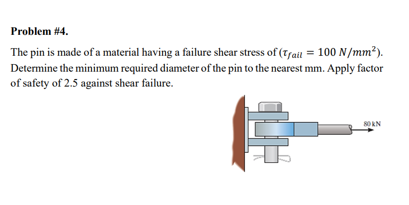 Solved Problem \#4. The pin is made of a material having a | Chegg.com