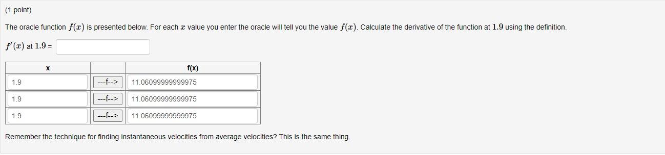 Solved (1 point) The oracle function f(x) is presented | Chegg.com