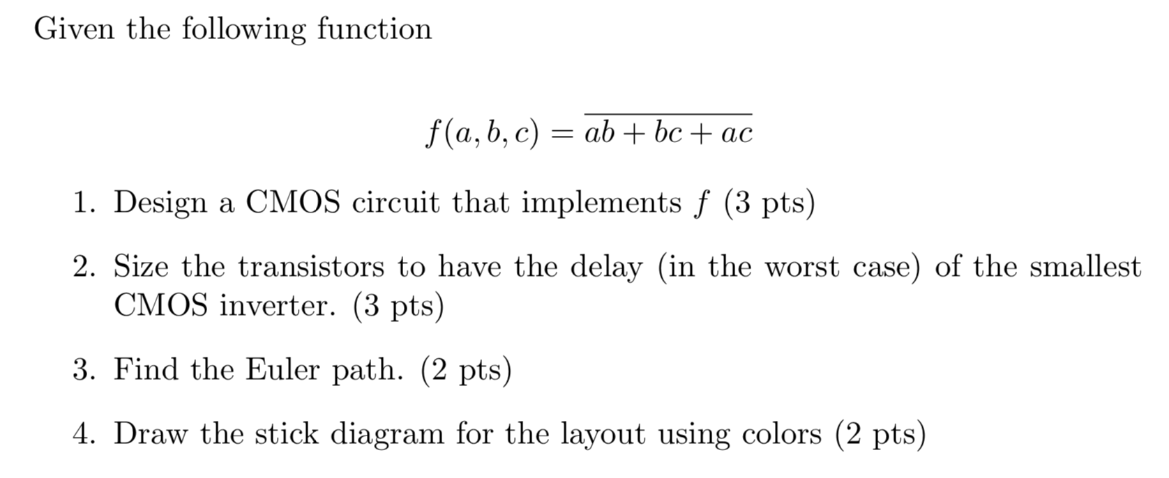 Solved Given The Following Function F A B C Ab Bc Ac