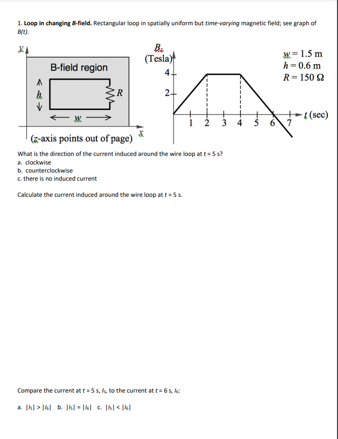 Solved 1. Loop in changing B-field. Rectangular loop in | Chegg.com