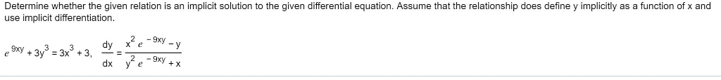 Solved Determine Whether The Given Relation Is An Implicit