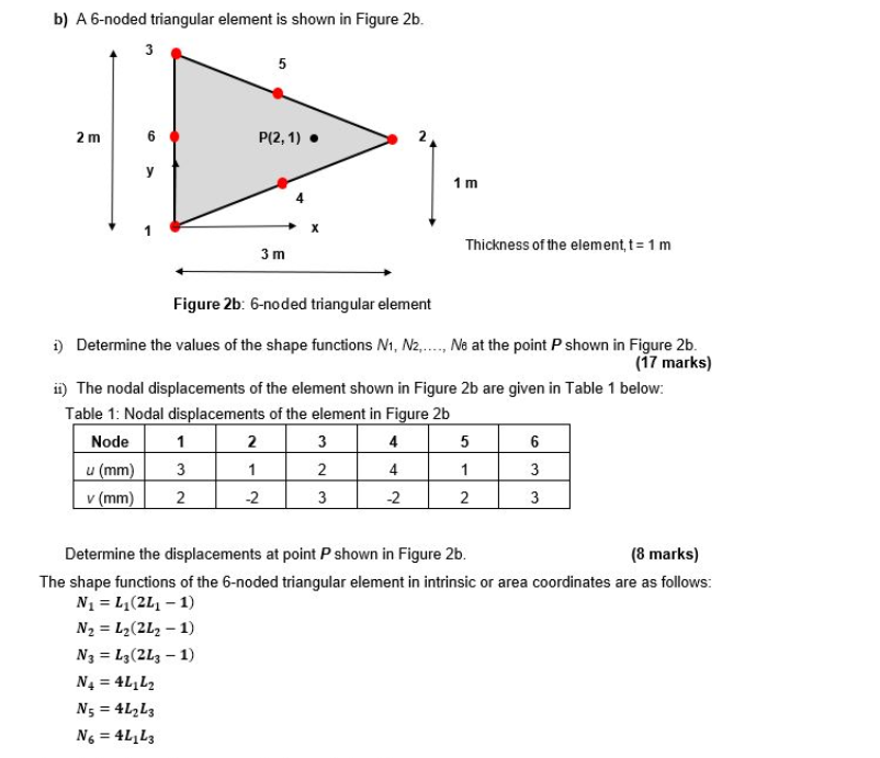 Solved b) A 6-noded triangular element is shown in Figure | Chegg.com