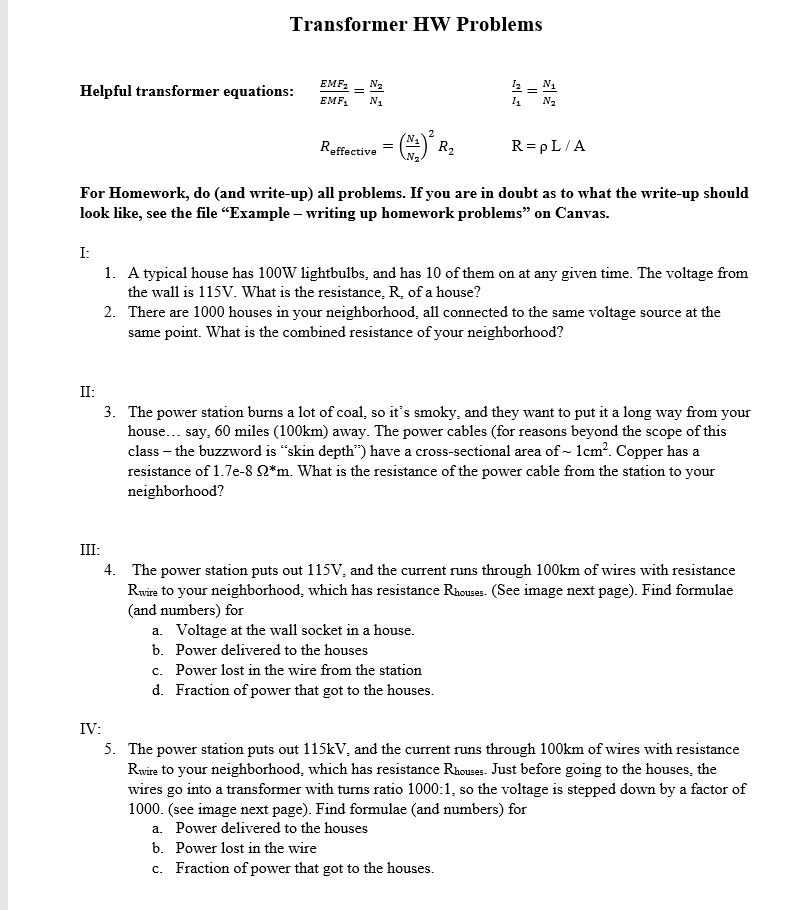 Solved Transformer HW Problems Helpful transformer equations | Chegg.com
