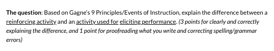 Solved The question: Based on Gagne's 9 Principles/Events of | Chegg.com