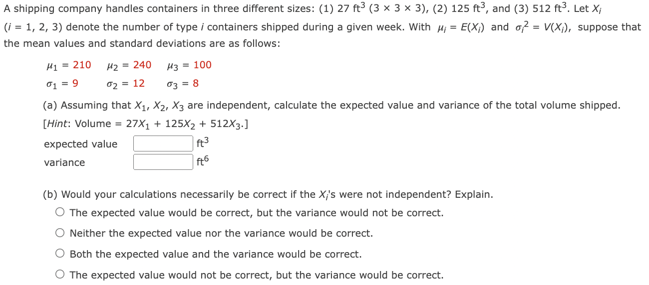 Solved A shipping company handles containers in three | Chegg.com