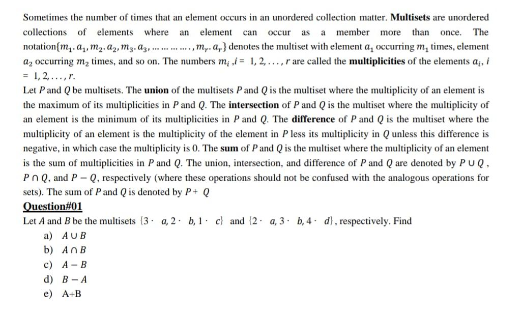 Solved Sometimes the number of times that an element occurs | Chegg.com