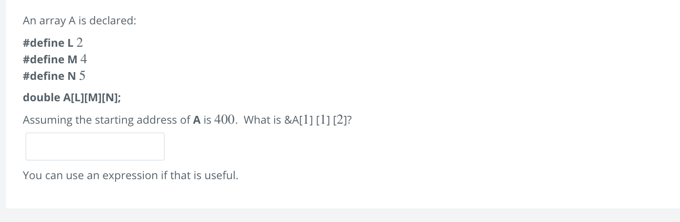 Solved An array A is declared: #define L 2 #define M4 | Chegg.com