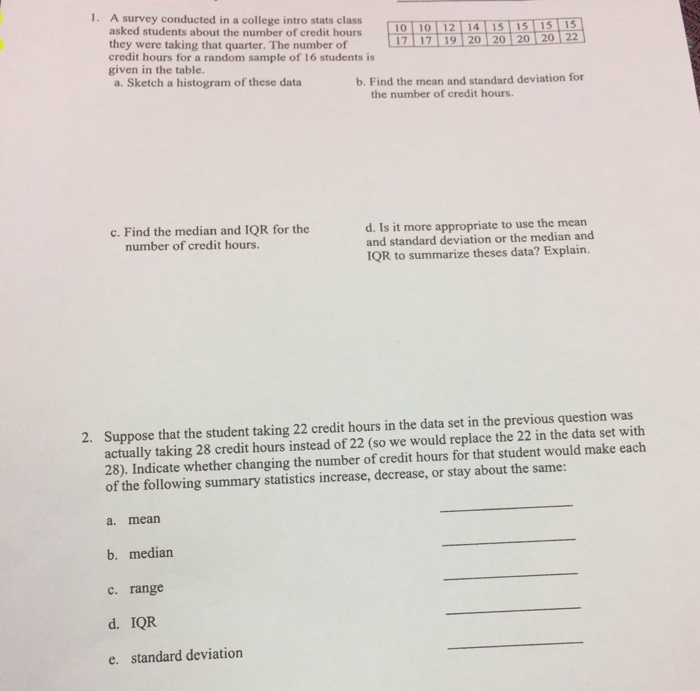 Solved 1. A survey conducted in a college intro stats class | Chegg.com