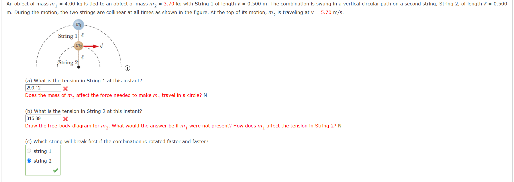 Solved An object of mass m1=4.00kg ﻿is tied to an object of | Chegg.com