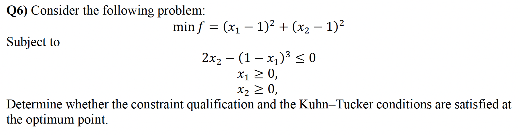 Solved Q6) Consider the following problem: | Chegg.com