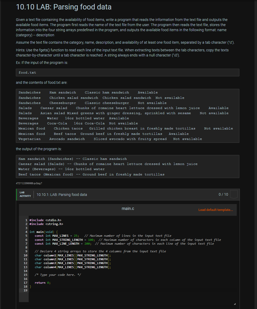 Solved 10.10 LAB: Parsing food data Given a text file | Chegg.com Solved 10.10 LAB: Parsing food data Given a text file | Chegg.com