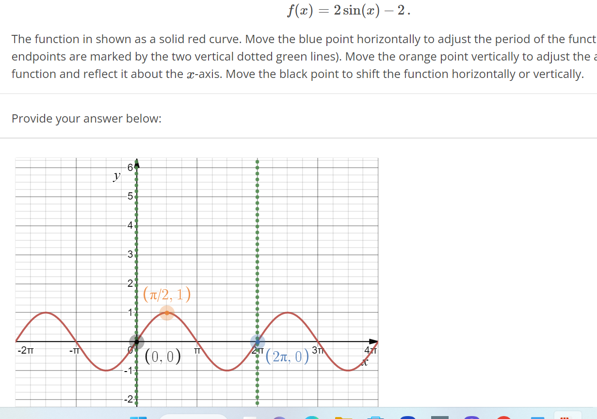 Solved f(x)=2sin(x)−2. The function in shown as a solid red | Chegg.com