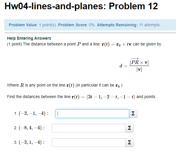 Solved Hw04-lines-and-planes: Problem 12 Problem Value: 1 | Chegg.com