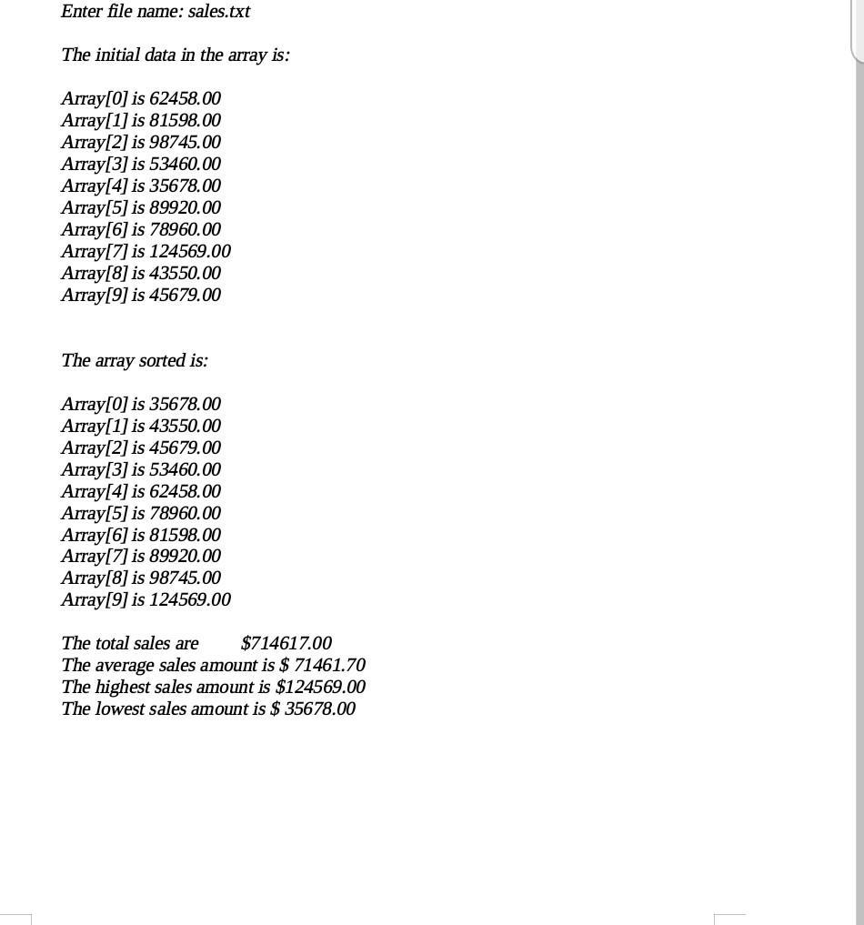 Solved Objective: Write a program that reads sales data from | Chegg.com