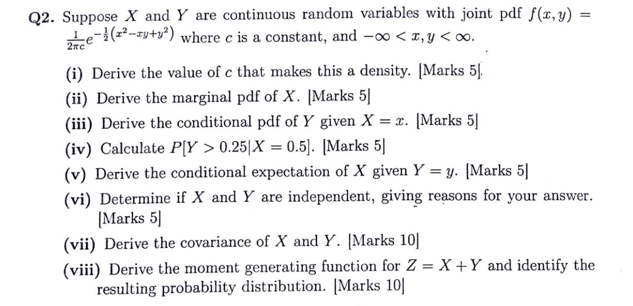 Solved 2. Suppose X and Y are continuous random variables | Chegg.com