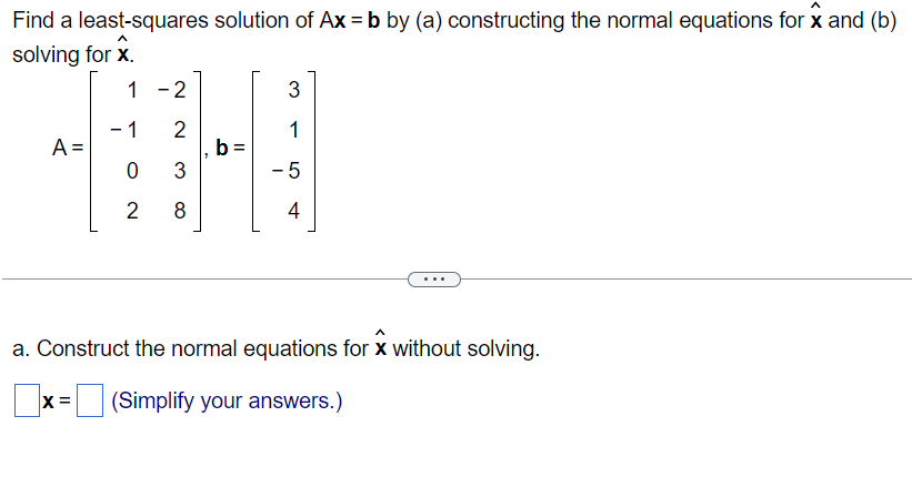 Solved Find a least-squares solution of Ax=b by (a) | Chegg.com