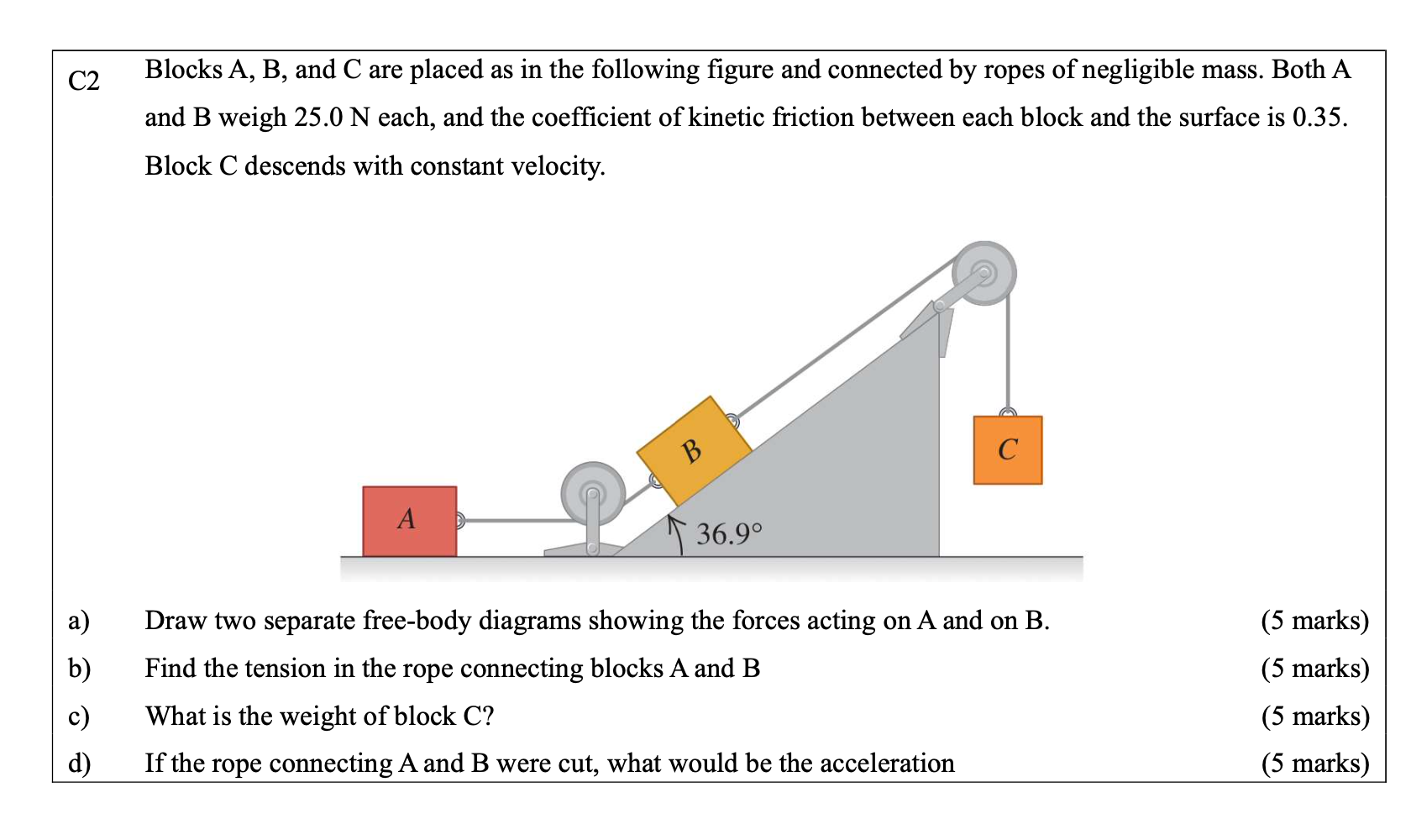 Solved C2 Blocks A, B, and C are placed as in the following | Chegg.com