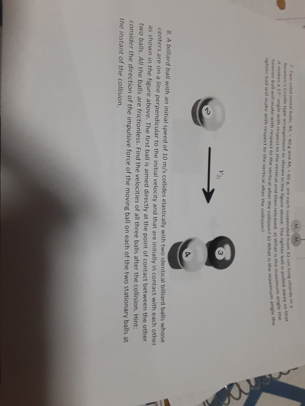 Solved 8. A billiard ball with an initial speed of 10 m/s | Chegg.com