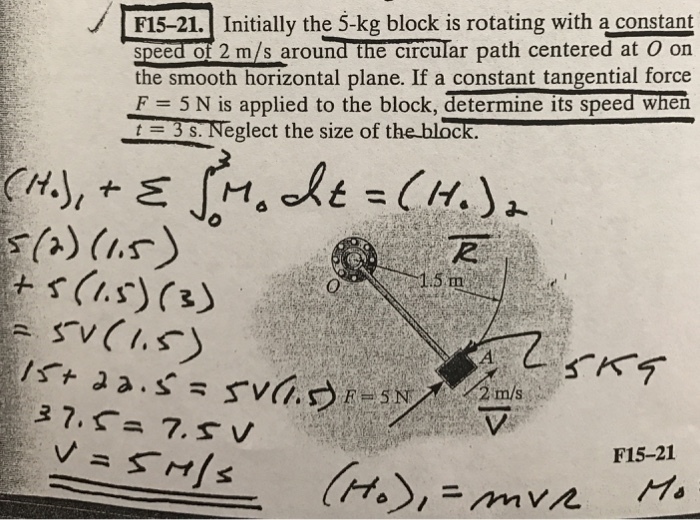 Solved Initially the 5-kg block is rotating with a constant | Chegg.com Solved Initially the 5-kg block is rotating with a constant | Chegg.com