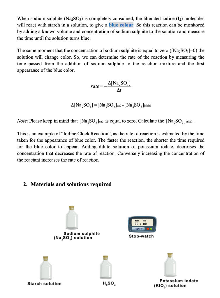 Kinetics Study on the “Clock Reaction” 1. Objectives | Chegg.com