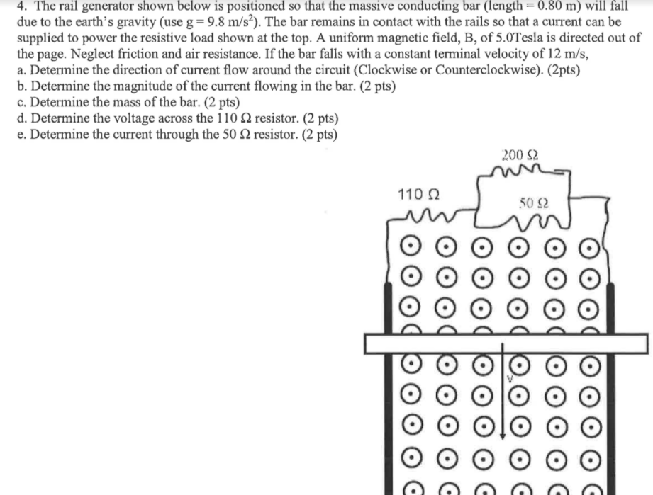 Solved 4. The rail generator shown below is positioned so | Chegg.com