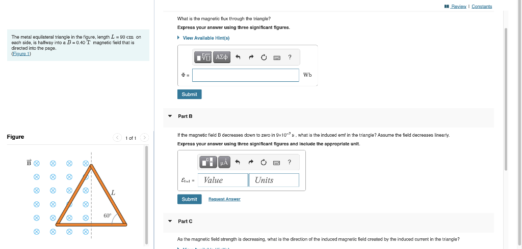Solved What is the magnetic flux through the triangle? | Chegg.com