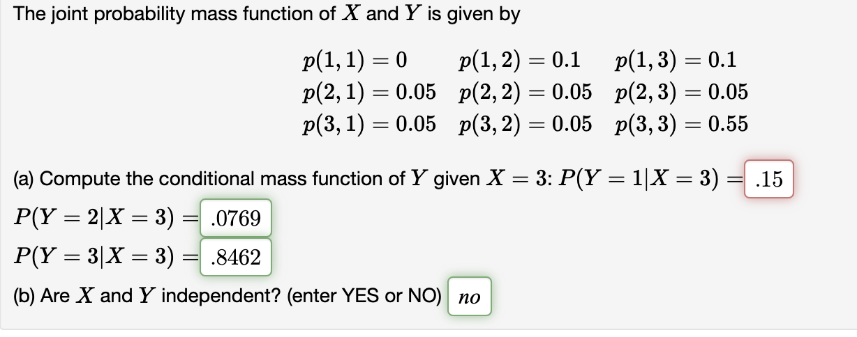 Solved The joint probability mass function of X and Y is | Chegg.com