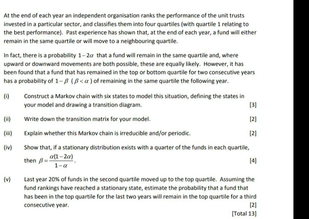 Solved At the end of each year an independent organisation | Chegg.com