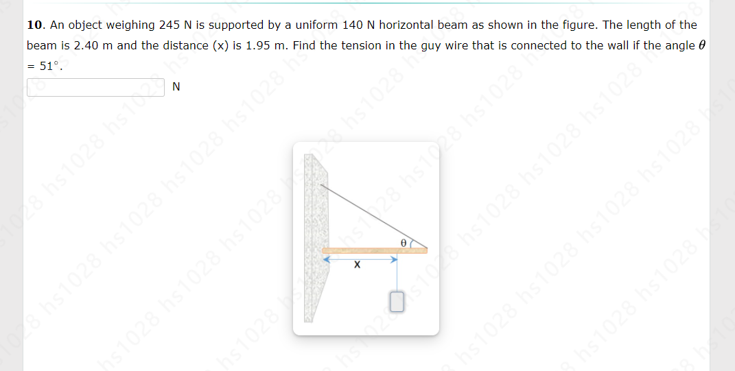Solved 10. An object weighing 245 N is supported by a | Chegg.com
