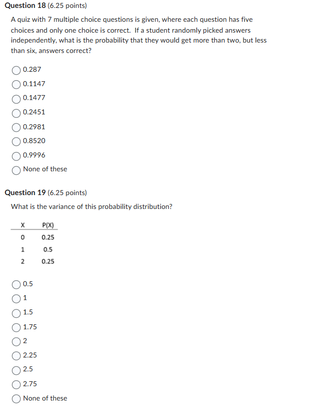 Solved A quiz with 7 multiple choice questions is given, | Chegg.com