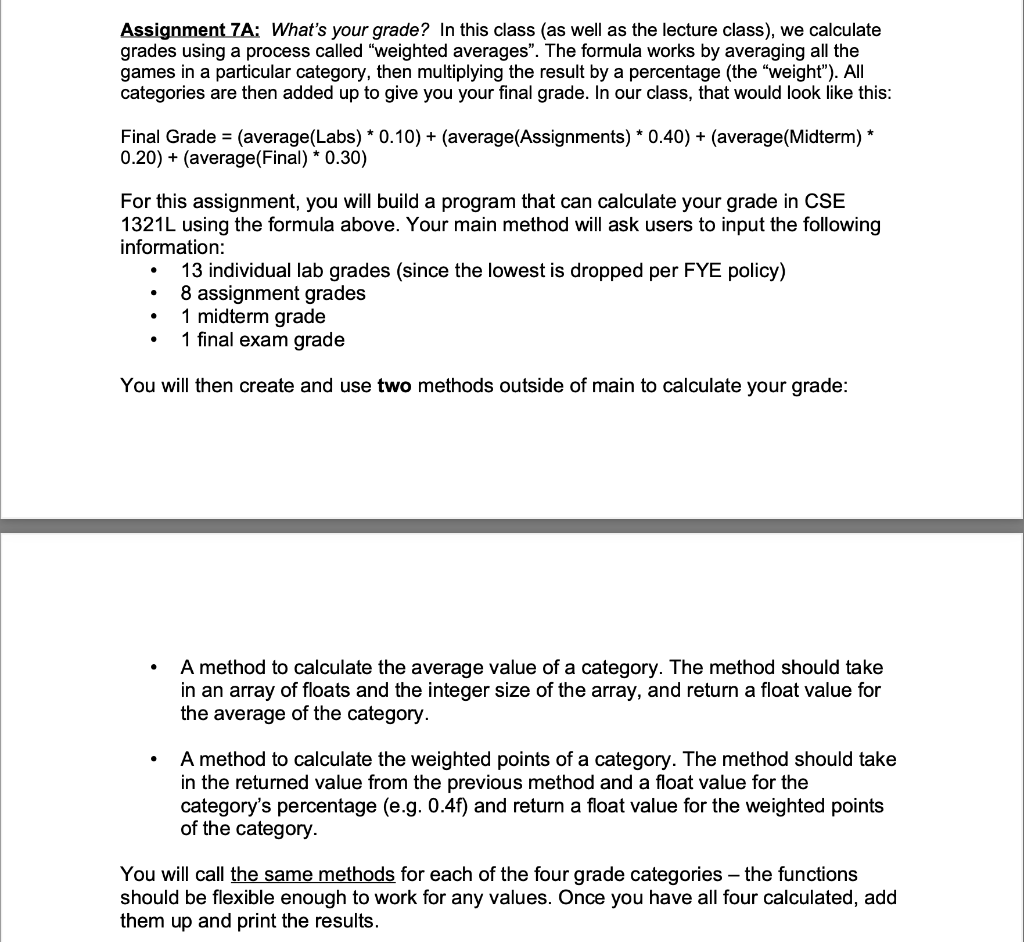 Solved Assignment 7A: What's your grade? In this class (as | Chegg.com