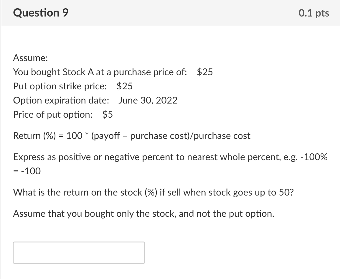 Solved Assume: You bought Stock A at a purchase price of: | Chegg.com