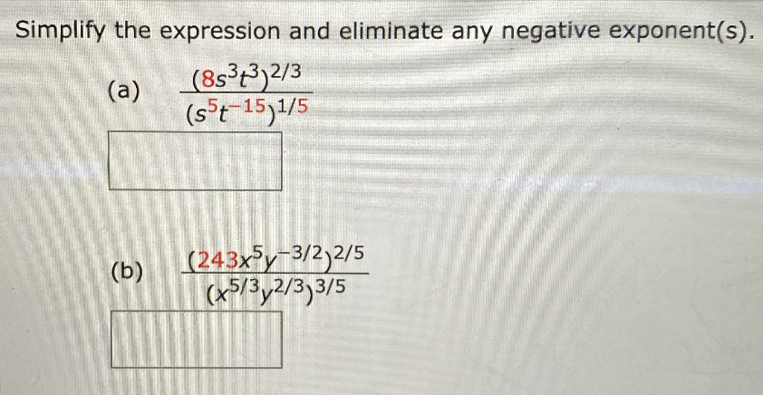 Solved Simplify the expression and eliminate any negative | Chegg.com
