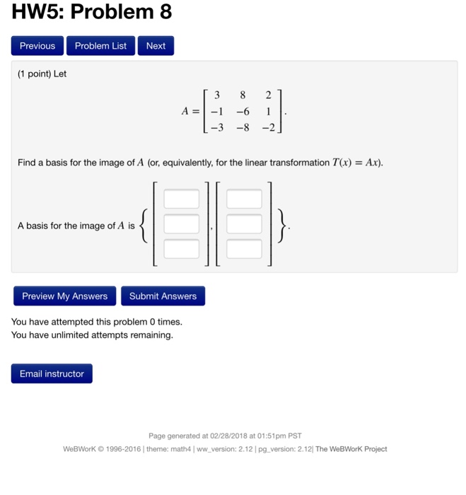 Solved HW5: Problem 8 Previous Problem List Next (1 point) | Chegg.com