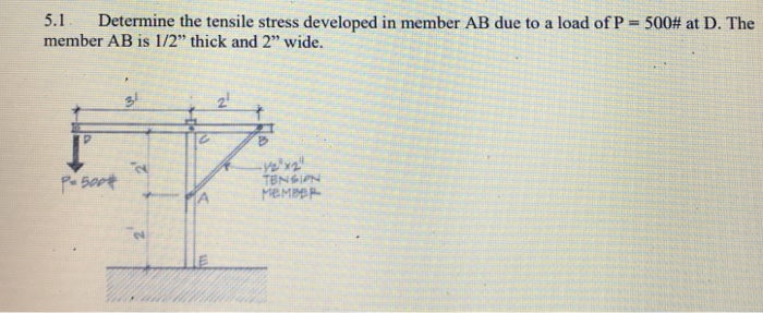 Solved 5.1 Determine the tensile stress developed in member | Chegg.com