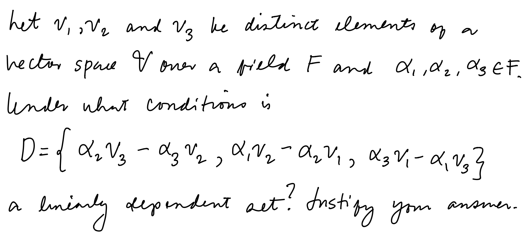 Solved Let v1,v2 and v3 he distinct elements of a hector | Chegg.com