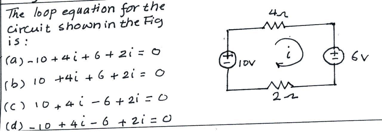 Solved Дл The loop equation for the circuit shown in the Fig | Chegg.com