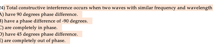 Solved 4) Total constructive interference occurs when two | Chegg.com