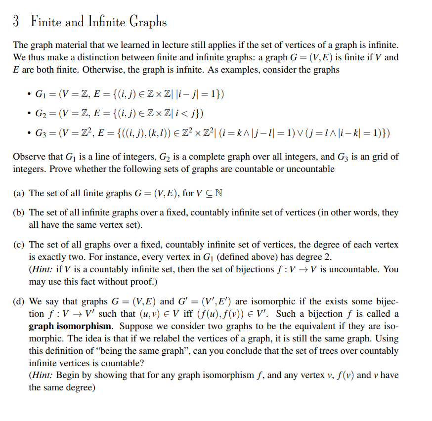 3 Finite and Infinite Graphs The graph material that | Chegg.com
