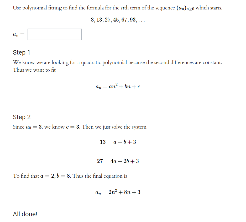 Solved Use polynomial fitting to find the formula for the | Chegg.com